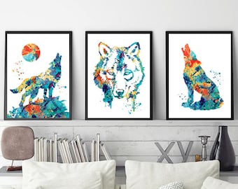 Wolf watercolor | Etsy