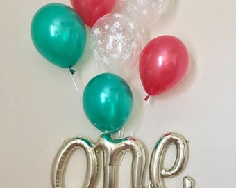 One Script BalloonOne BalloonBlue & Gold First Birthday