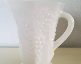 Milk glass pitcher | Etsy