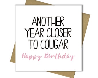 Cougar birthday card | Etsy