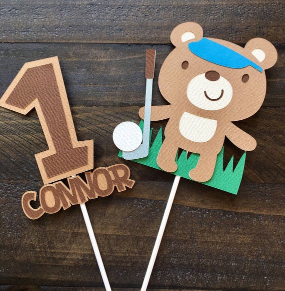 Personalized boy golf golfing 1 one cake topper boy 1st
