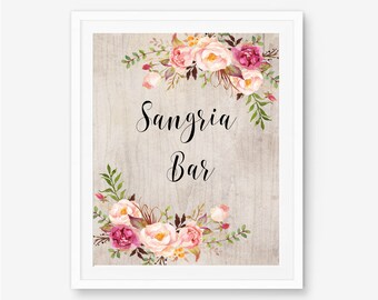 Sangria Bar Sign Printable Sangria Drinks Table Sign Wedding