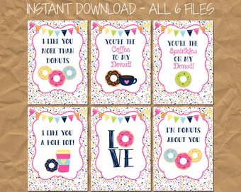 INSTANT DOWNLOAD printable Valentine donut gift tag I DONUT