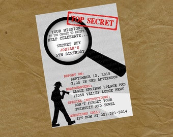 Secret agent invite | Etsy