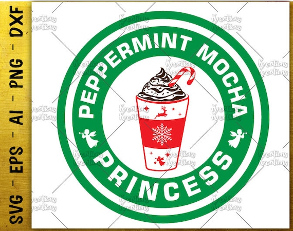Peppermint Mocha Princess svg coffee emblem clipart print