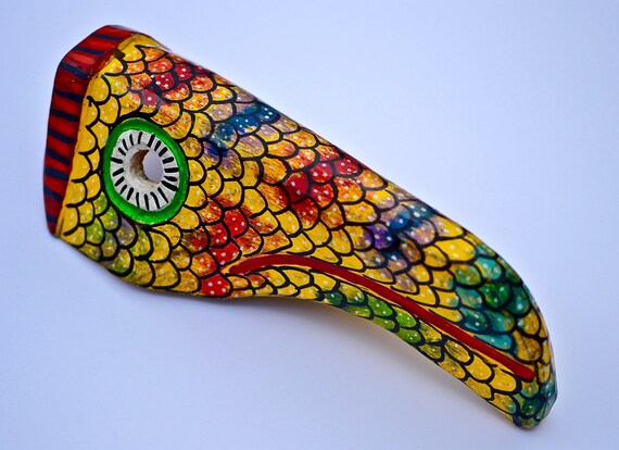 Intervened Tucano Mask Hand-Carved Hand-Painted from Guatemala
