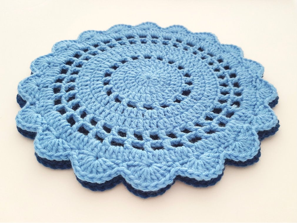 Crochet Placemat Pattern, Crochet Scallop Placemat, Crochet Round ... Crochet Placemat Pattern, Crochet Scallop Placemat, Crochet Round ...