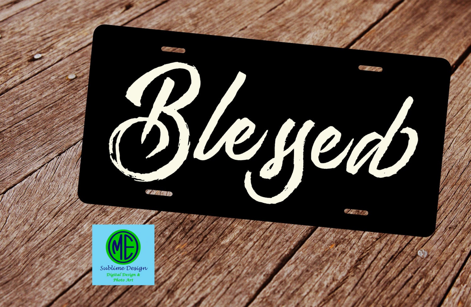 Blessed License Plate. License Plate Frame. Black License