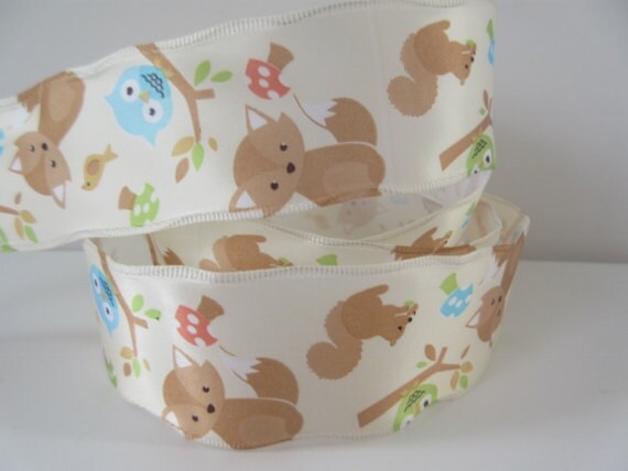 Fox Ribbon Wired 1 1/2 inch wide Forest Animal Squirrel