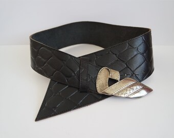 Wide black belt | Etsy