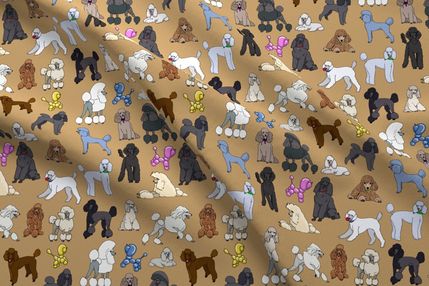 Poodle Dogs Fabric Poodles Camel By Creativeworksstudios
