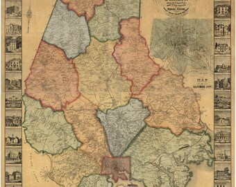 1858 Map of Harford County Maryland with Homeowner Names