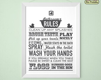 Outhouse Rules Printable Chalkboard Sign / Bathroom Home Decor