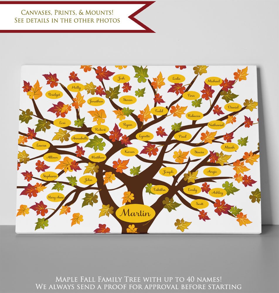 FALL Family Tree Print Colorful Autumn Family Tree