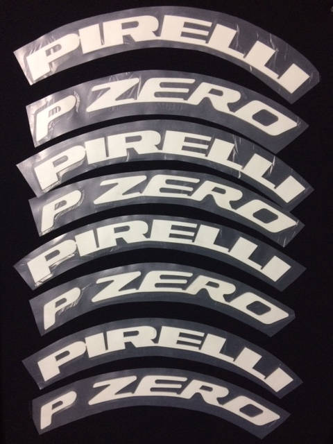 Permanent Tire Letters Sticker 1 Pirelli P ZERO White