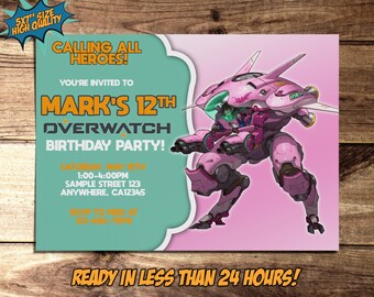 Overwatch Birthday Party Overwatch Birthday Invitation