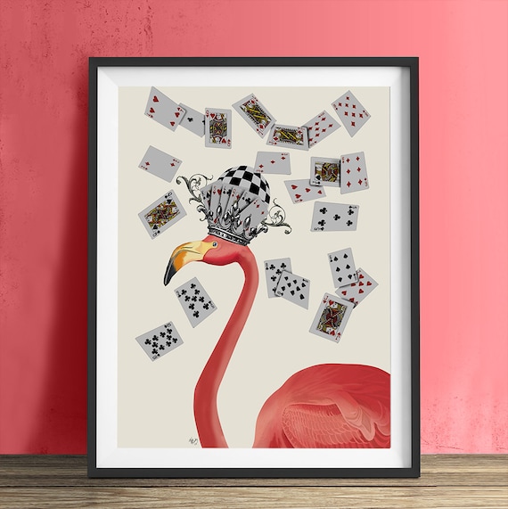 Alice in Wonderland Print Flamingo and Cards Pink Flamingo