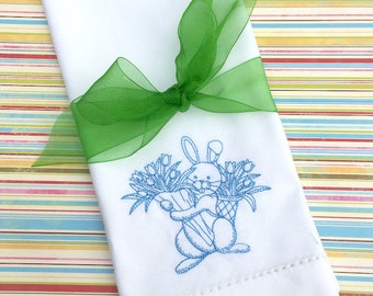 Floral Elegant Easter Embroidered Cloth Napkins /Set of 4/