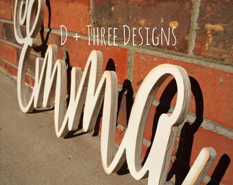 Glitter Painted Script Connected Wood Wall Name / Nursery