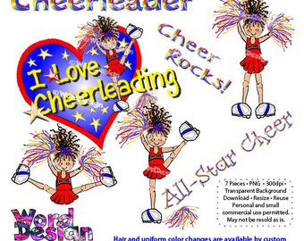 Cheerleader Clipart. Sports Graphics cheerleader pom pom. Red