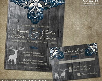 Rustic Kraft Deer Wedding Invite Fall Wedding Invite RSVP Set
