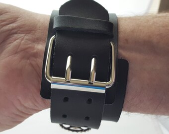 Wide leather cuff | Etsy