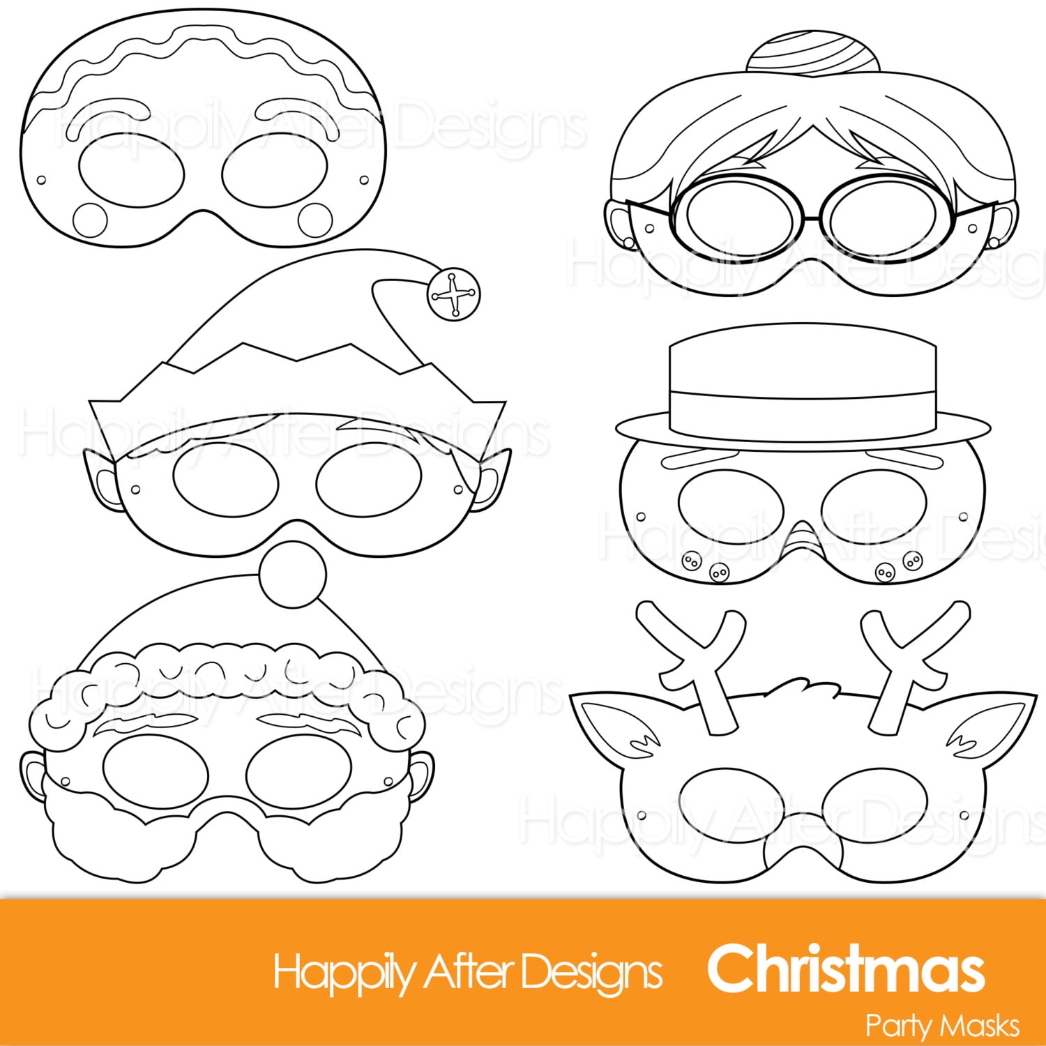 Christmas Printable Coloring Masks santa mask snowman mask