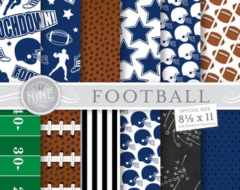 FOOTBALL PLAYBOOK Digital Paper / Football Party Printables