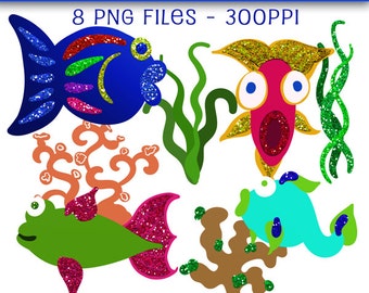 Rainbow fish clipart | Etsy