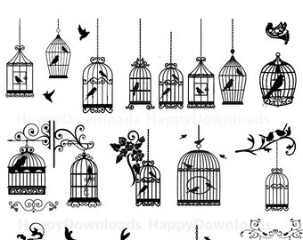 Bird cage clipart | Etsy
