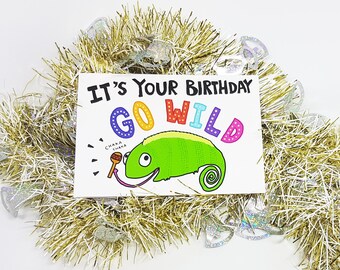 Chameleon card | Etsy