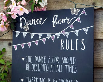 Dance floor rules sign Chalkboard Dance Floor Rules Custom