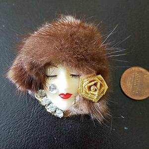 Woman face brooch | Etsy