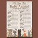 Woodland Baby Shower Game Name The Baby Animals Game