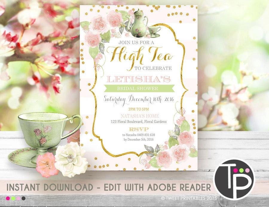 HIGH TEA Invitation Instant Download AFTERNOON Tea