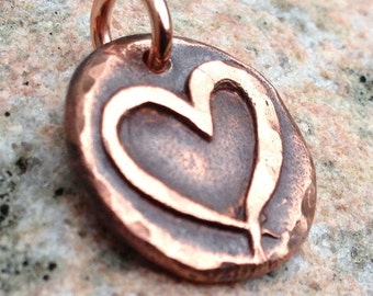 Antiqued Copper Rustic Heart Charm Nunn Designs Copper Heart