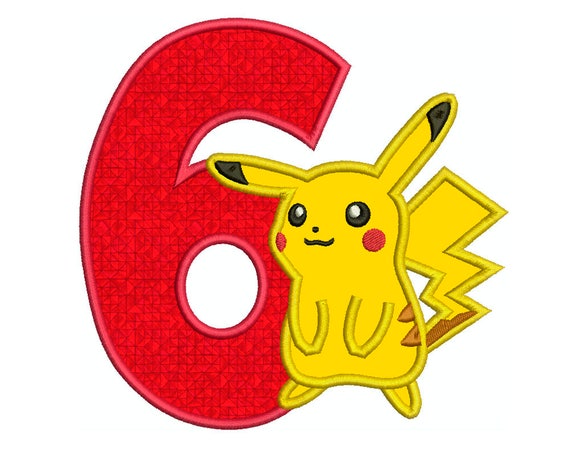PIKACHU Number 6 Machine Applique Embroidery Instant