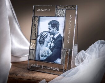 Engraved glass frame | Etsy