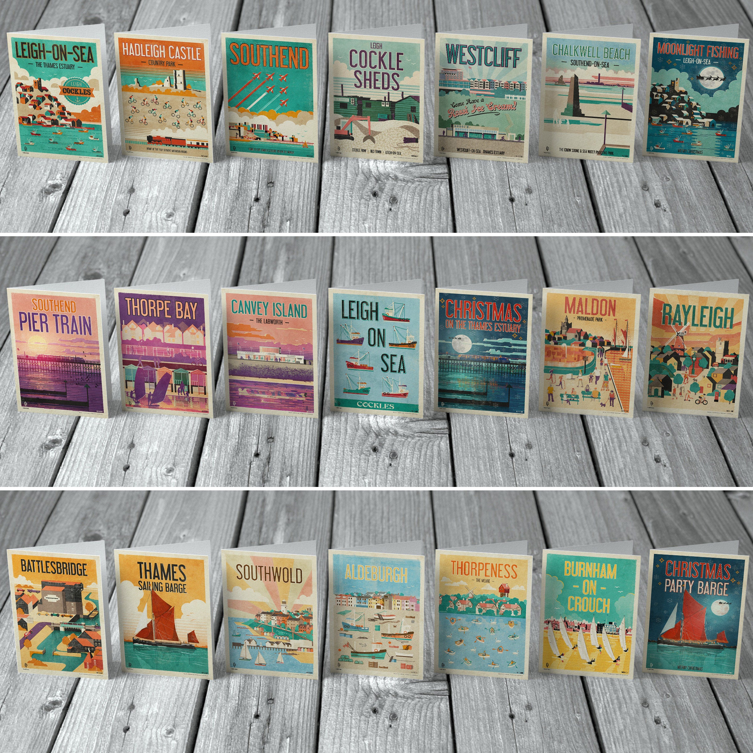 3 Poster Greeting Cards with Envelopes