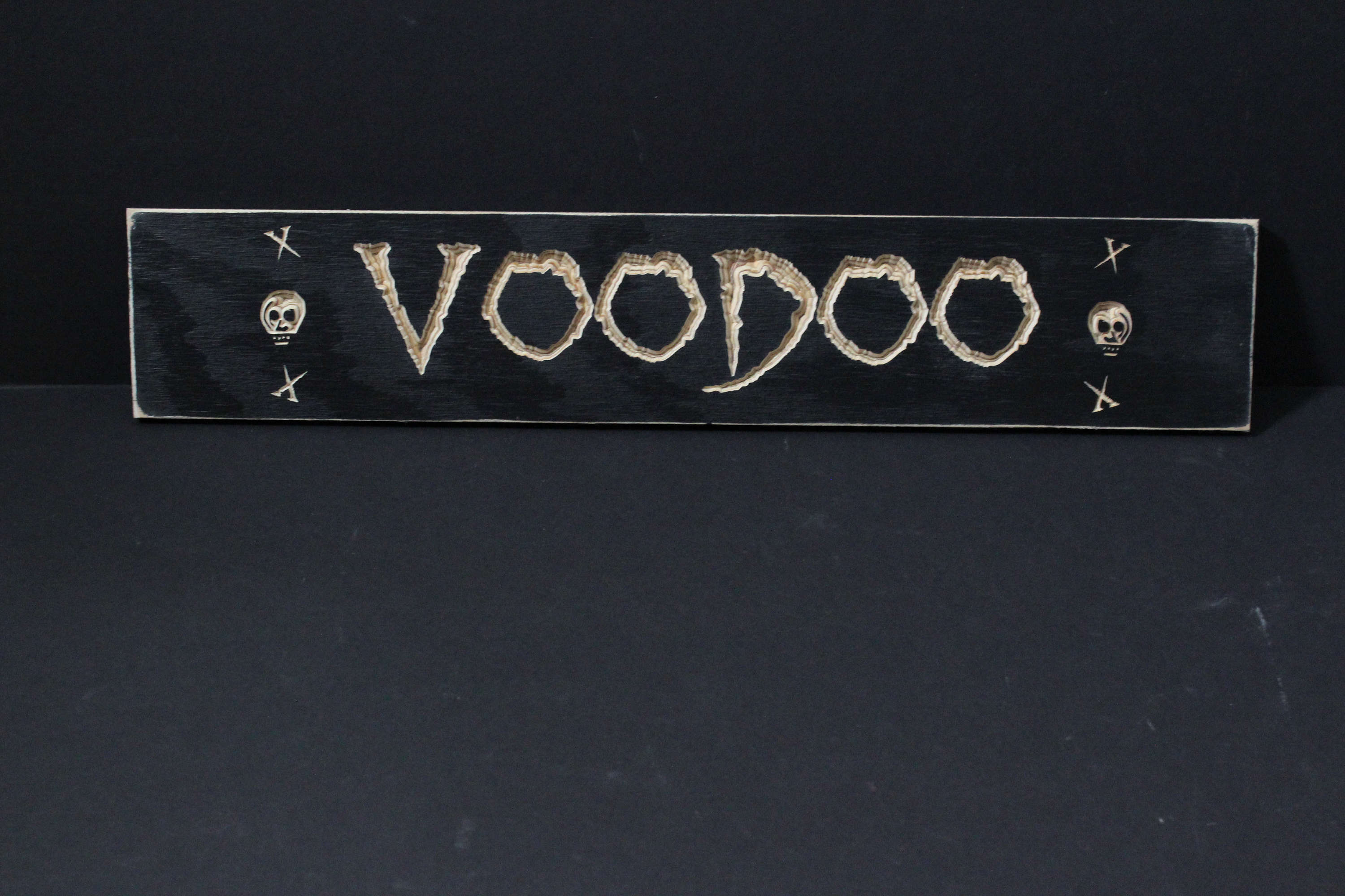 Wooden VooDoo Sign Carved Voodoo Sign New Orleans Skulls
