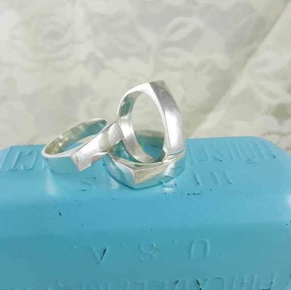 Flat Bar Ring in Sterling Silver silver wide bar ring