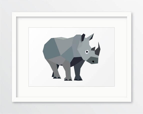 Geometric rhino rhino wall art animal wall art animal