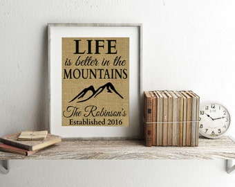 MOUNTAIN SIGN Life is better in the Mountains Vintage style