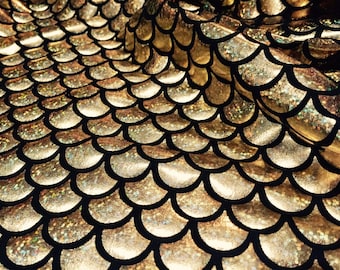 MERMAID Scale Fabric Fish Tale Foil Cloth No Stretch