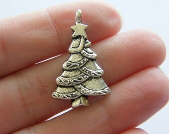 Silver Christmas Tree Charms 23x13mm Antique Silver Christmas