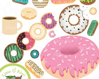 Kawaii Donuts Clipart / Cute Donut Clipart / Doughnuts Clip