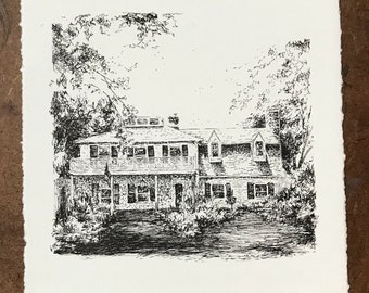 Custom ink drawing of your house includes upload to Society6