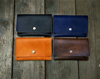 Leather card wallet | Etsy