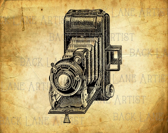 Vintage Camera Clipart Lineart Illustration Instant Download