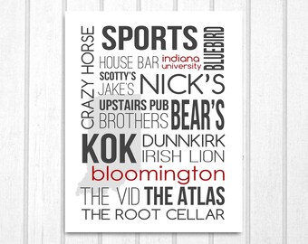 Bloomington Indiana Poster Bloomington City State Skyline